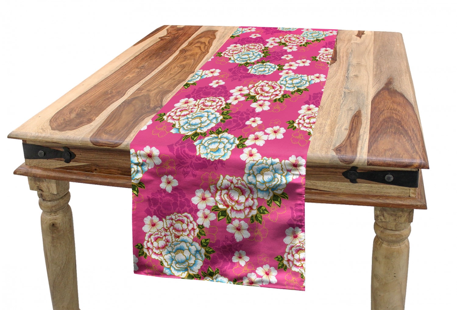 Traditional Table Runner, Vivid Botanical Pattern from Taiwan Hakka ...