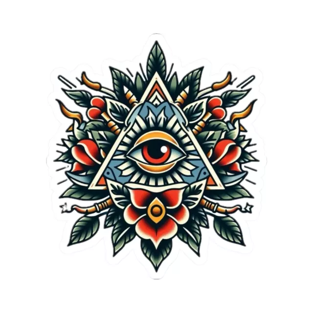 Traditional Tattoo Artwork All Seeing Eye Vinyl Stickers Pyramid ...