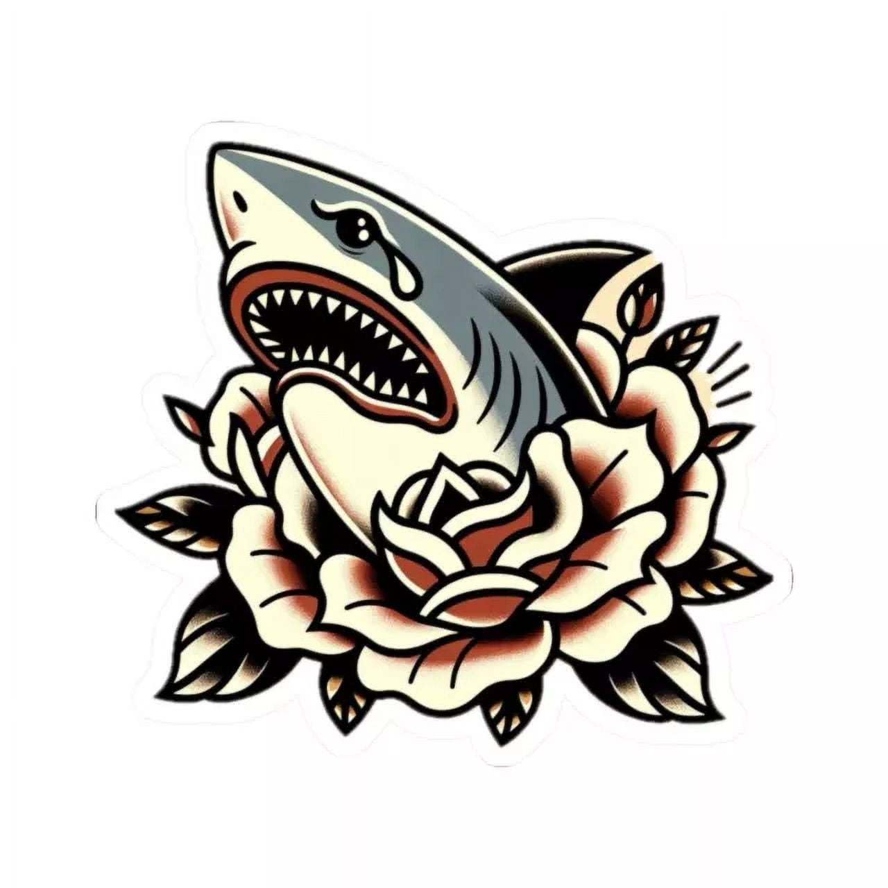 Traditional Tattoo Artwork Shark Vinyl Stickers Decal Illustration ...