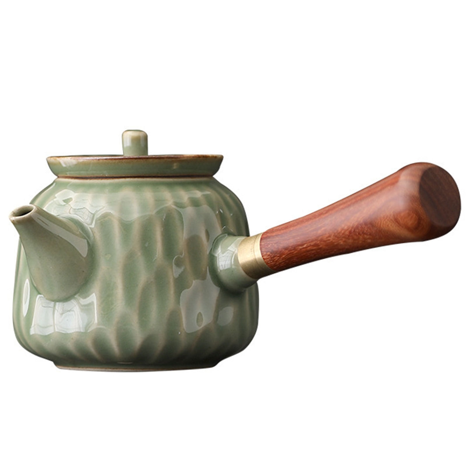 Traditional Tea Set Japanese Handmade Ceramic Teapot with Long Wooden ...