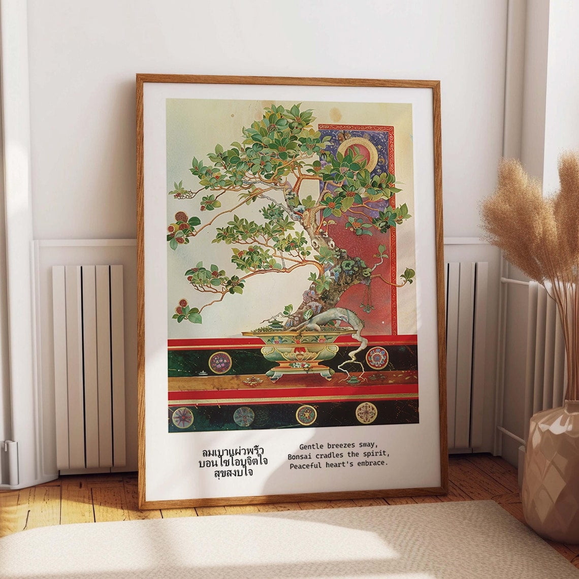 Traditional Thai Bonsai Tree Poster - Bonsai And Thai Calligraphy Wall ...