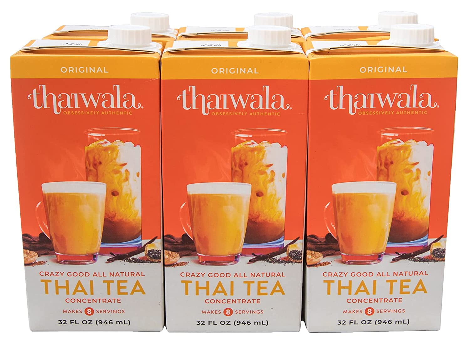 Traditional Thai Tea Concentrate (6 x 32oz) - Just Mix Equal Parts Half ...