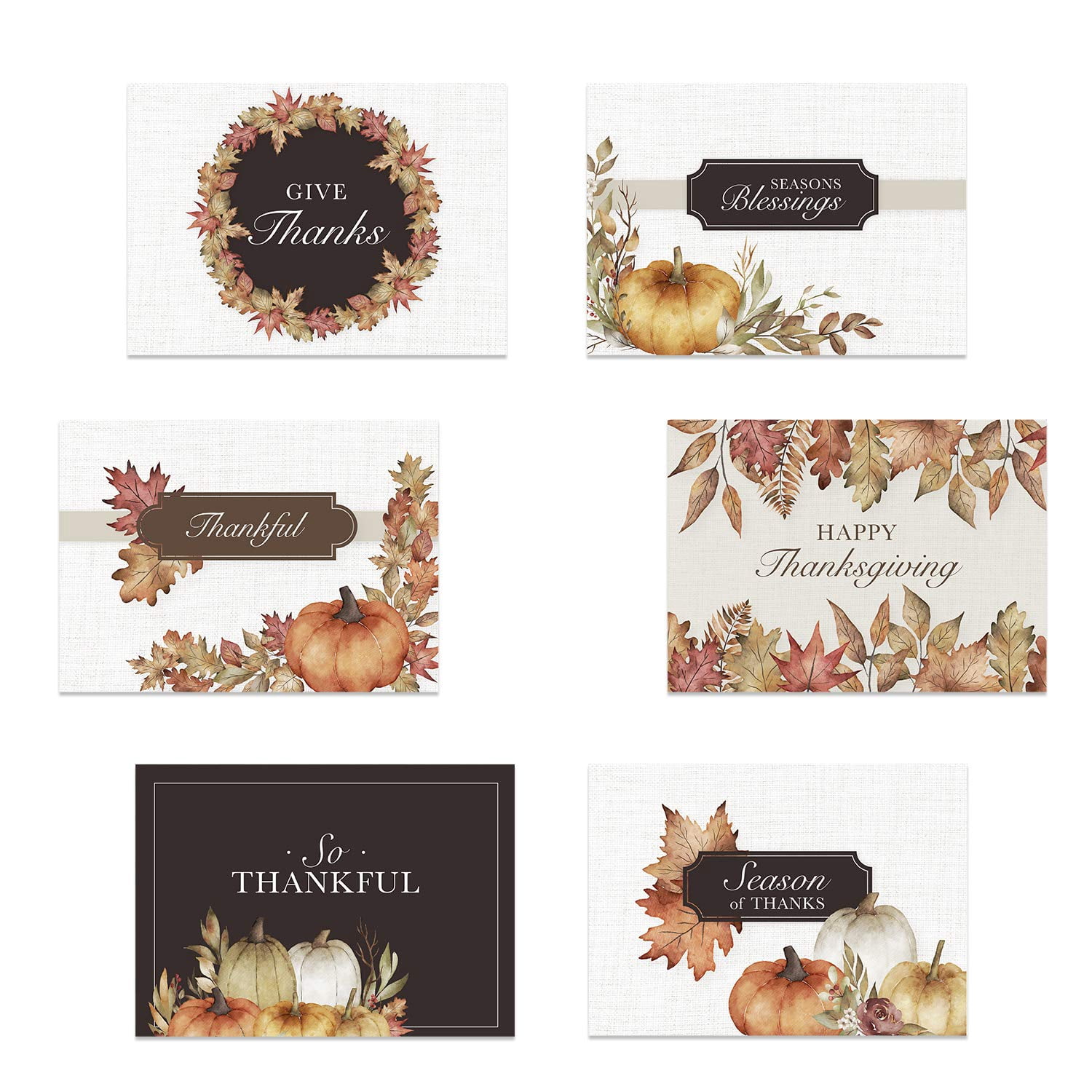 Traditional Thanksgiving Card Set / 24 Watercolor Autumn Note Cards / 4 ...