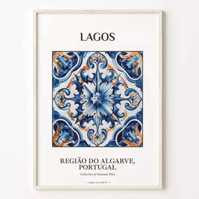 Traditional Tile Pattern Wall Art, Algarve Portugal Decor NO FRAMED ...