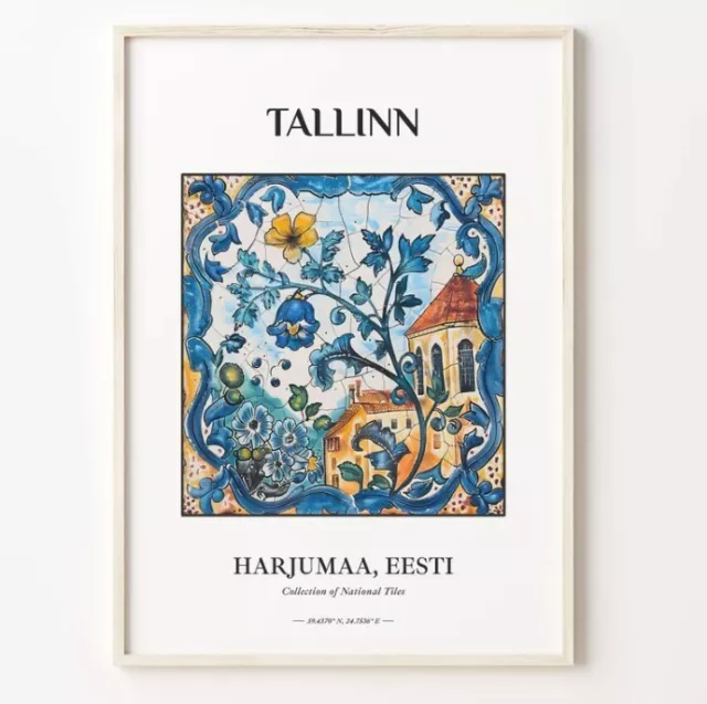 Traditional Tile Pattern Wall Art, Tallinn Eesti Decor Print NO FRAMED ...