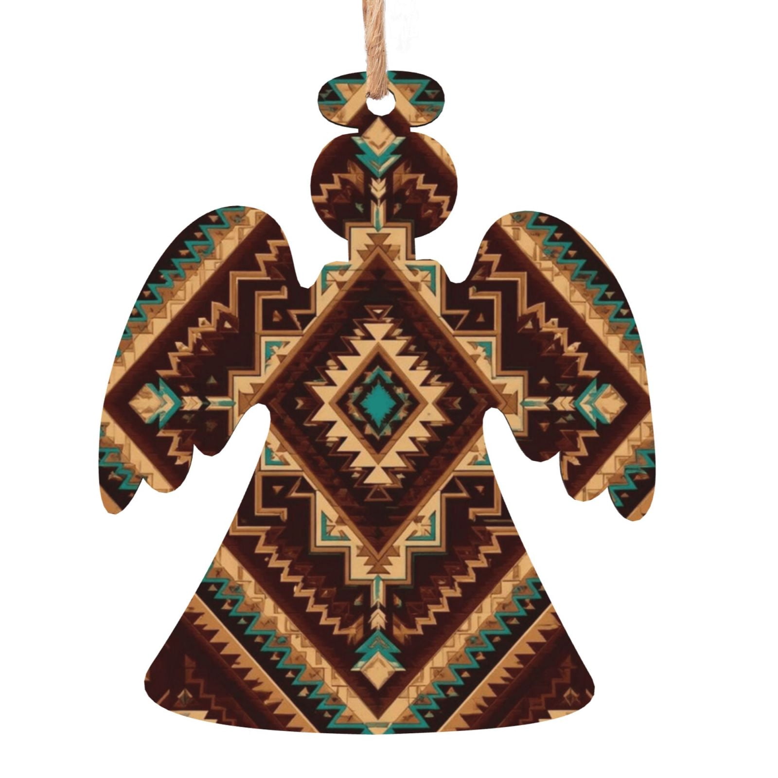 Traditional Tribal Inspired Pattern Wooden Christmas Ornament Angel ...