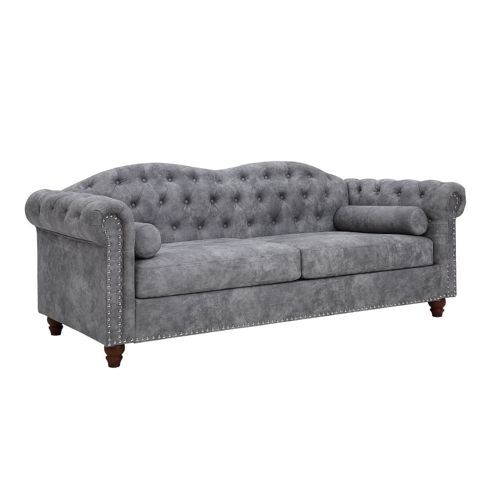 Traditional Upholstered Loveseat Sofa with Deep Button Tuft and Rolling ...