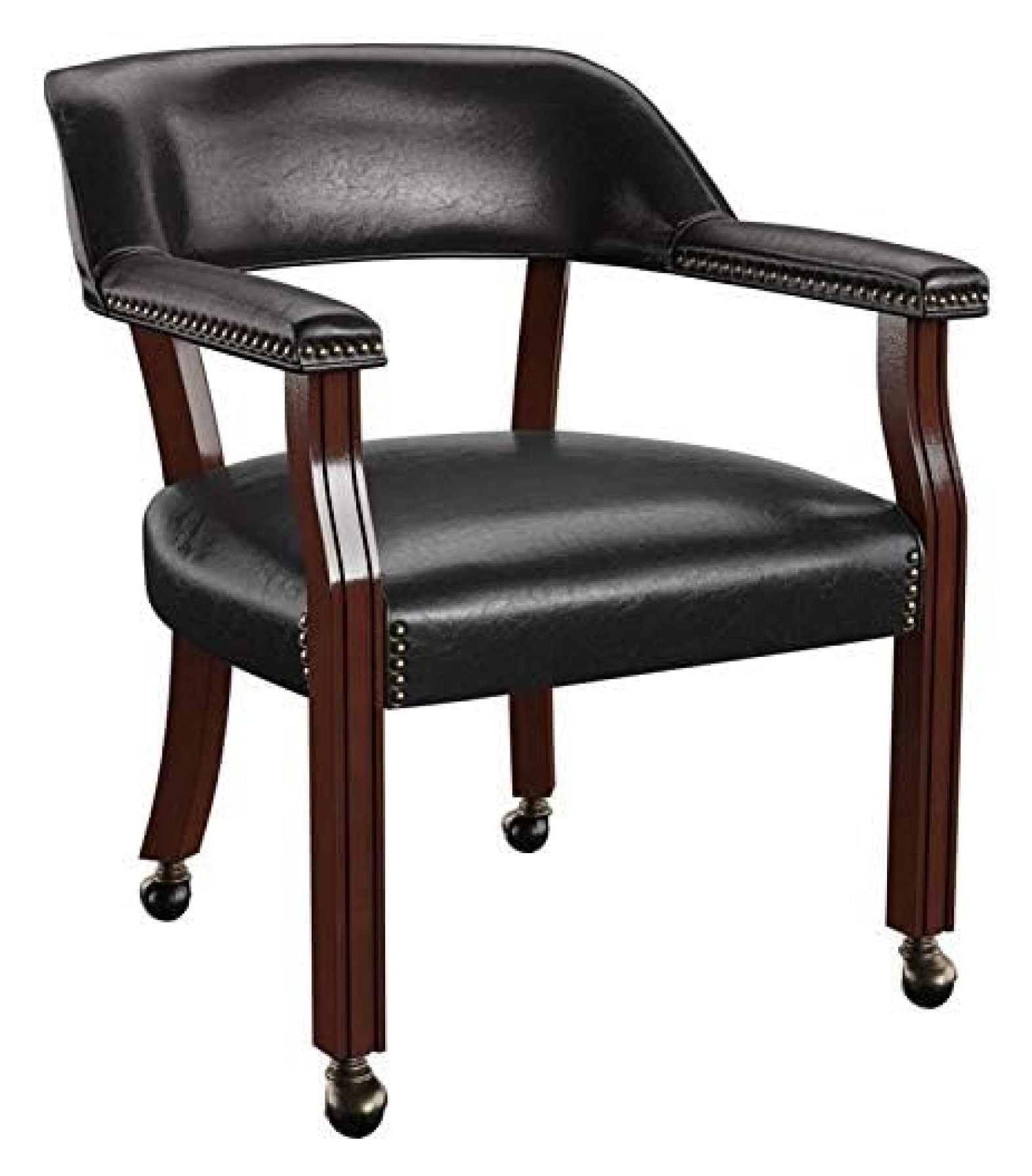 Traditional Vinyl Upholstered Formal Arm Chair with Wood Frame ...