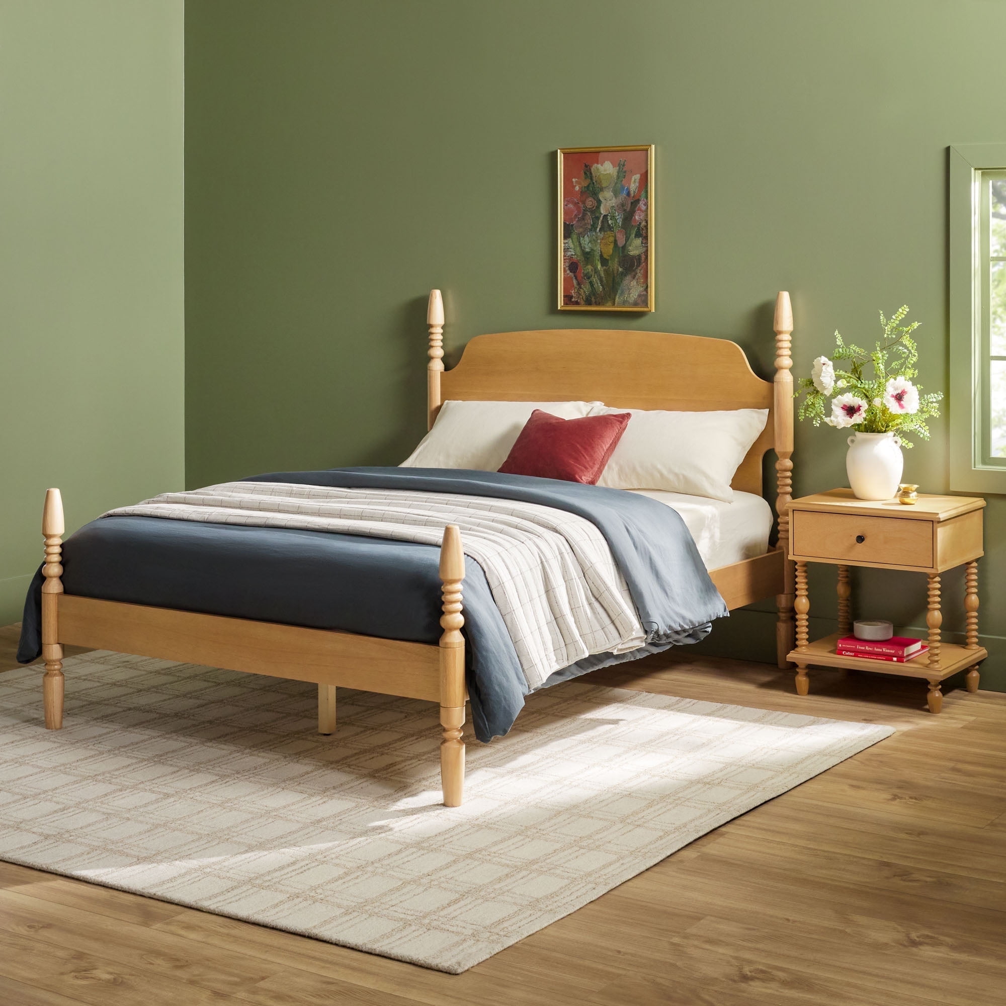 Traditional Walker Edison Easy Assembly Solid Wood Vivienne Queen Bed ...