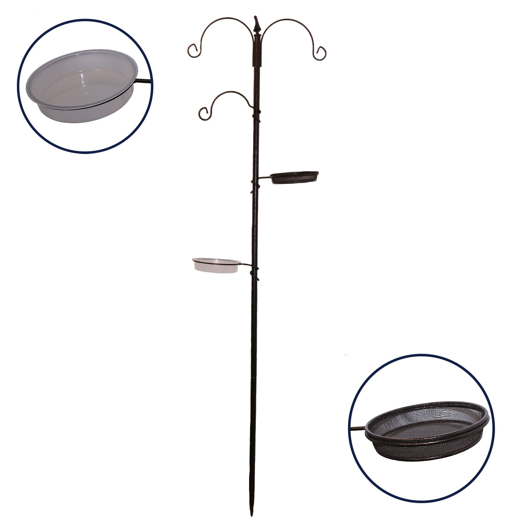 Traditional Wild Bird Feeder Pole Station Food and Water With Four ...