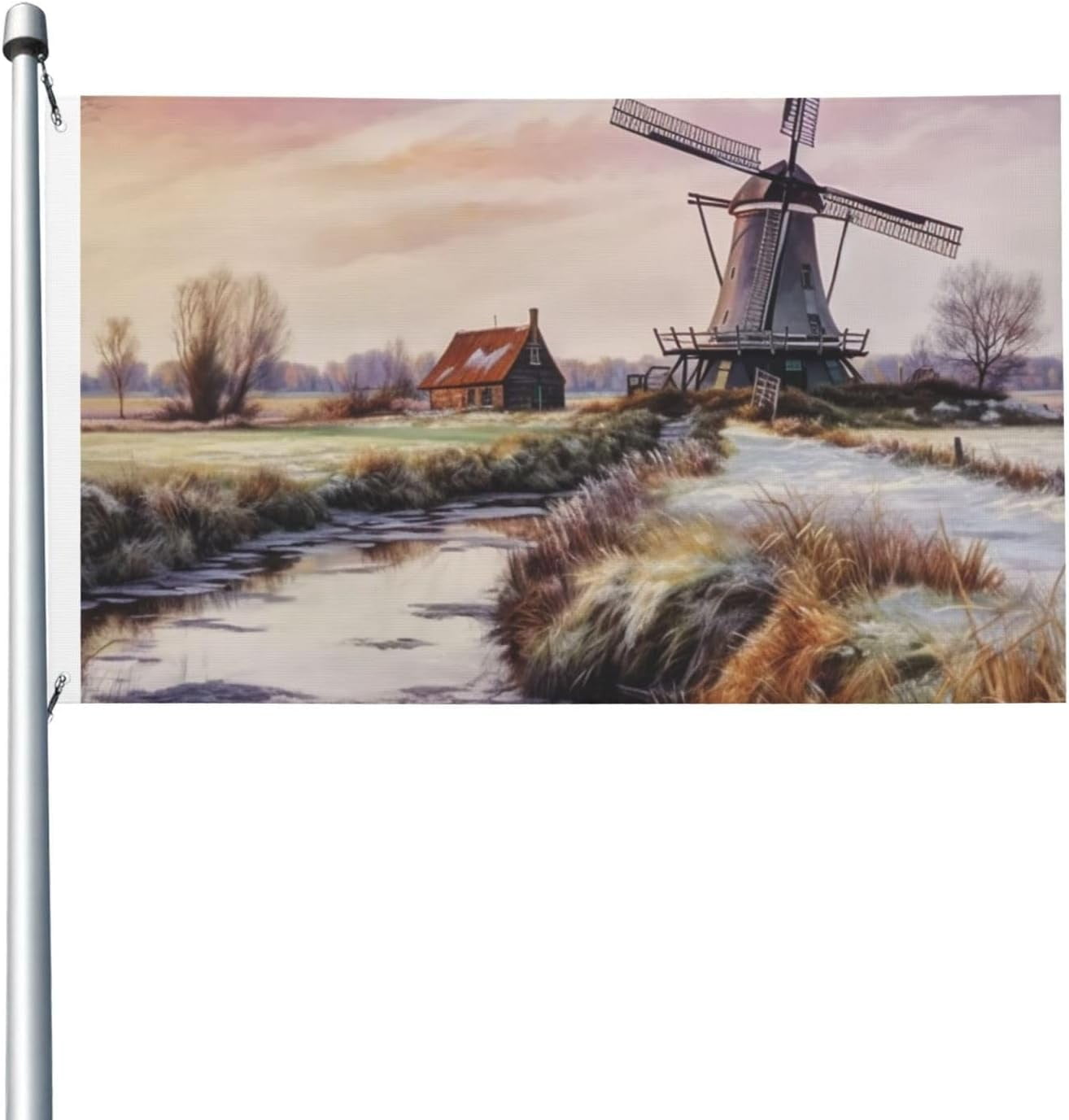 Traditional Windmill Landscape Flag 4.85x8 ft Flags for Outside Funny ...