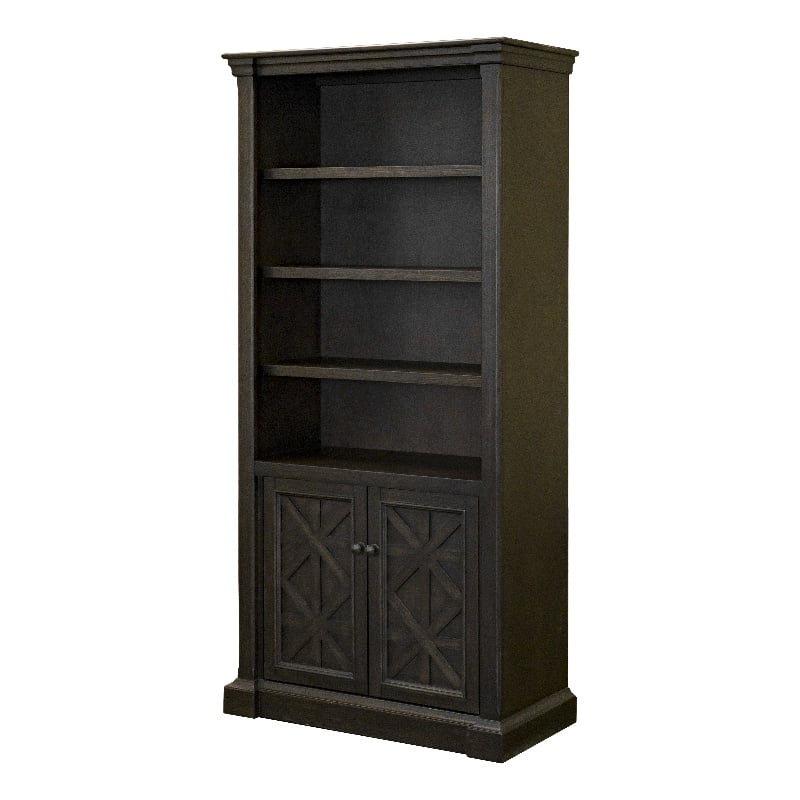 Traditional Wood Bookcase With Doors Office Shelving Storage Cabinet ...