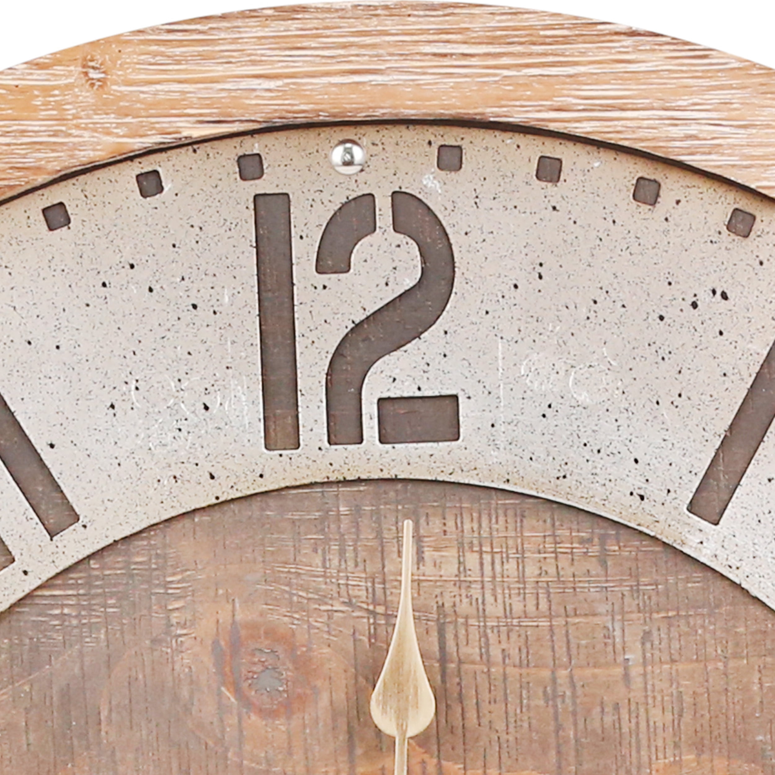 Traditional Wooden Wall Clock With Rustic Textured Numericals, Brown ...