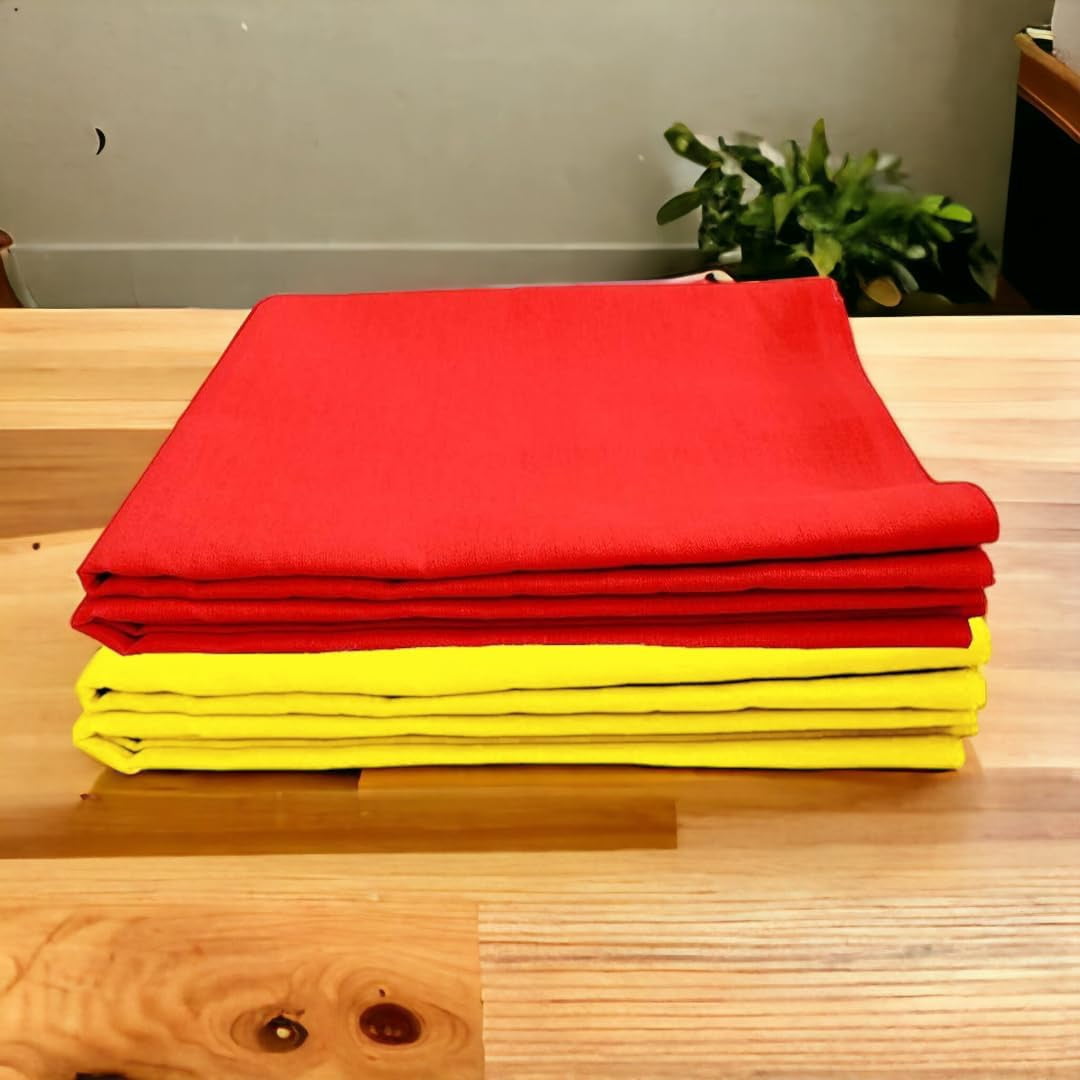 Traditional Yellow and Red Pooja Aasan Cloth for Mandir Multipurpose ...
