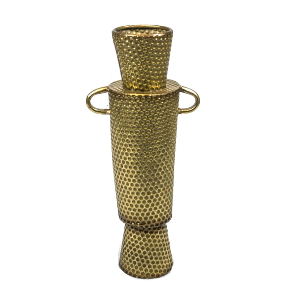 Traditionally Appealing Metal Dimpled Texture Vase, Gold - Walmart.com