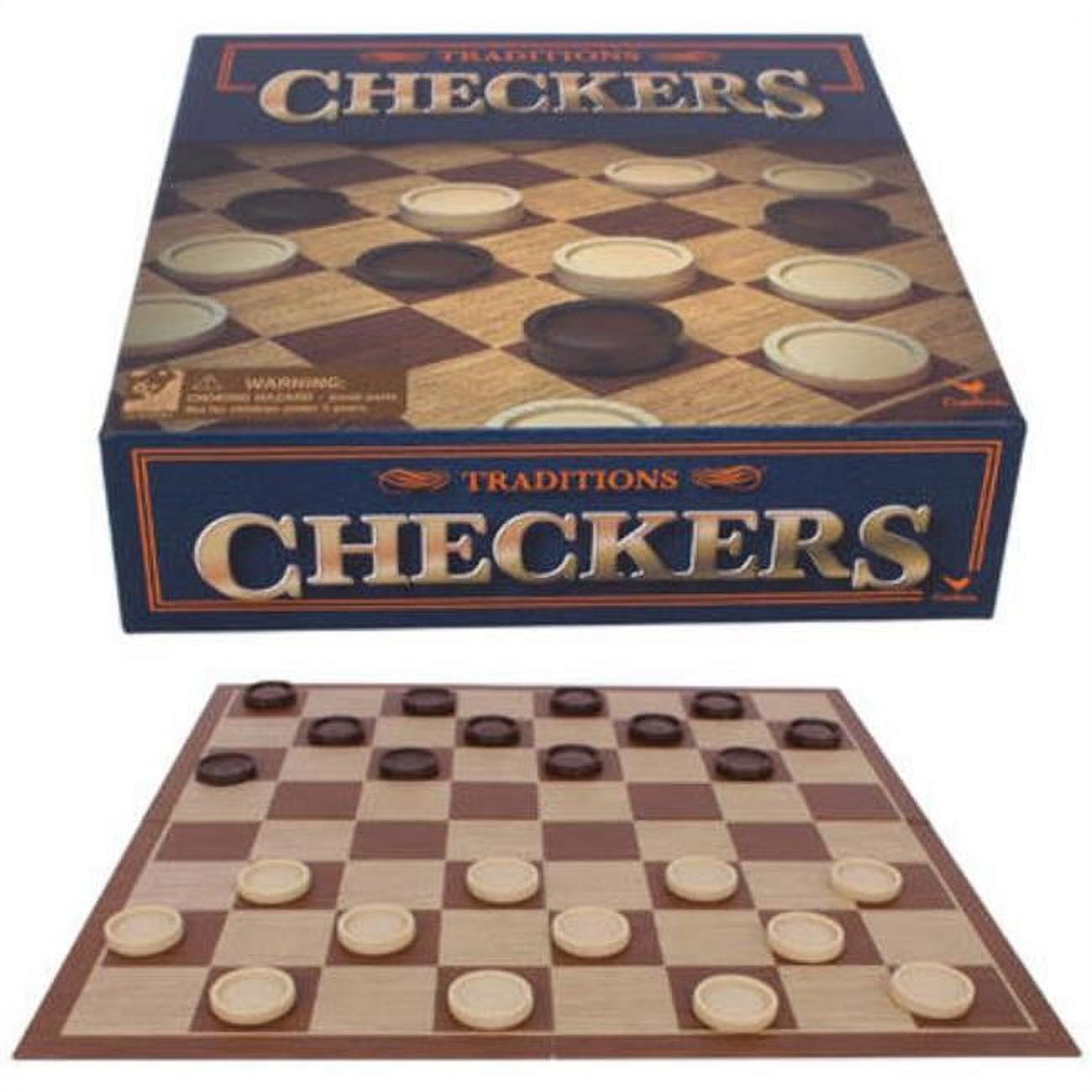 Traditions Classic Checkers Set Board Game, Vintage Style, 30 Pieces ...