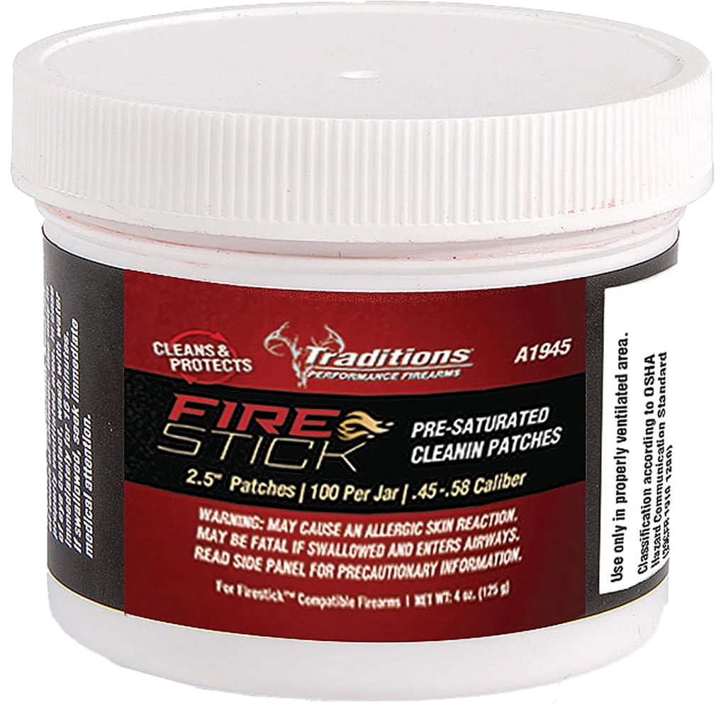 Traditions A1945 Firestick Presaturated Muzzleloader Cleaning Patches ...