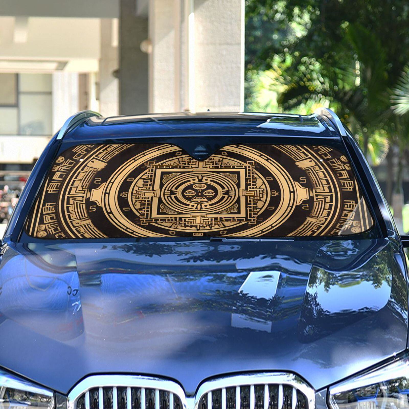 Traditonal and Mandala Pattern Brown Automotive Front Car Windshield ...
