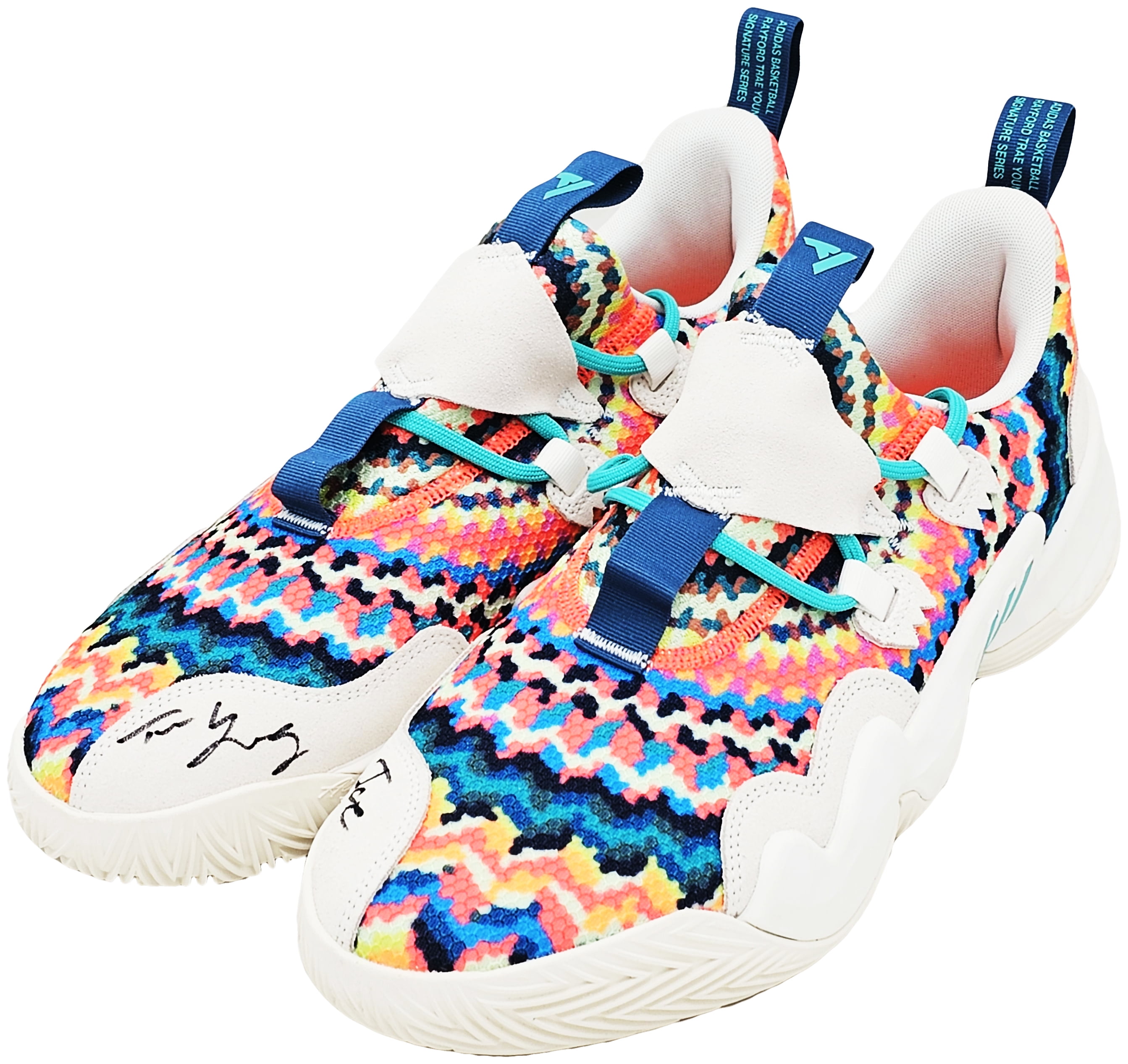 Trae Young Autographed White Multicolor Tie-Dye Adidas Trae Young 1 ...