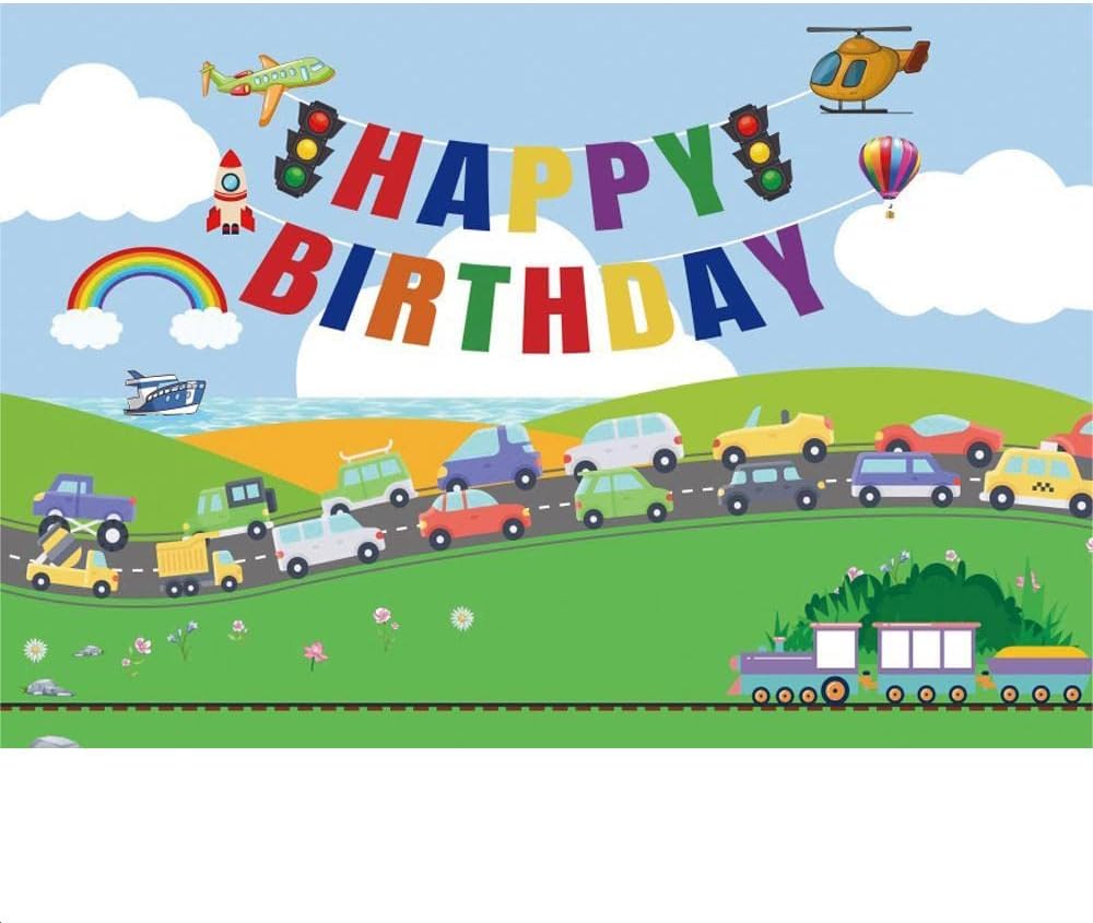 Traffic Birthday Backdrop for Boys Girls Kids Transportation Birthday ...
