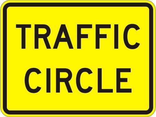 Traffic Circle (plaque) Sign Traffic Warning Signs Metal - Caution ...