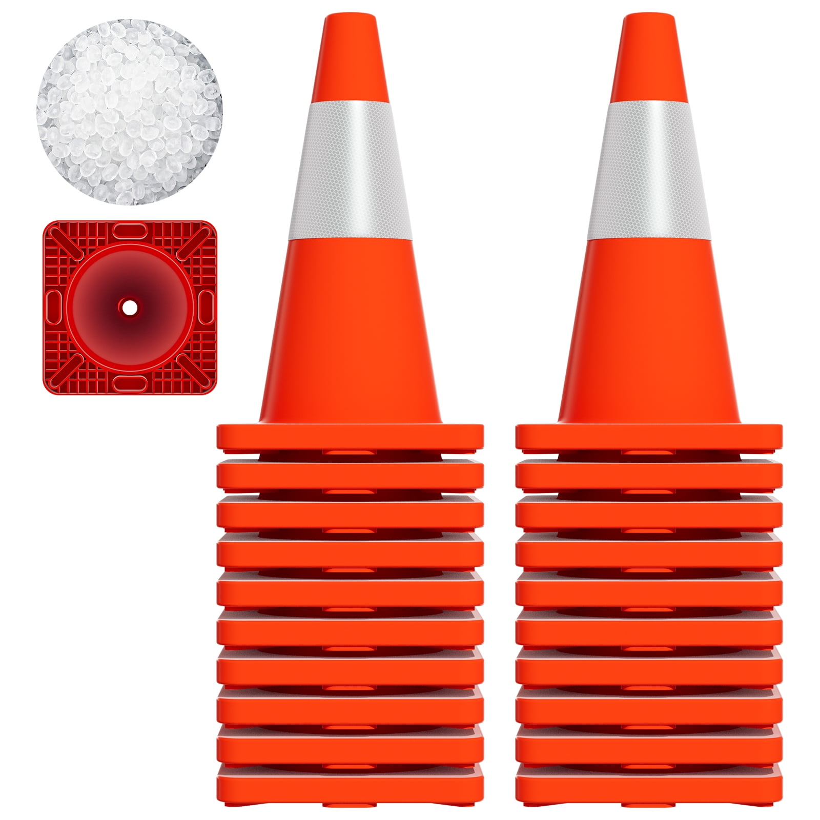 Traffic Cone, Anti-Slip Foot Pads, Bulk Packaging, Orange Barrier Cone ...