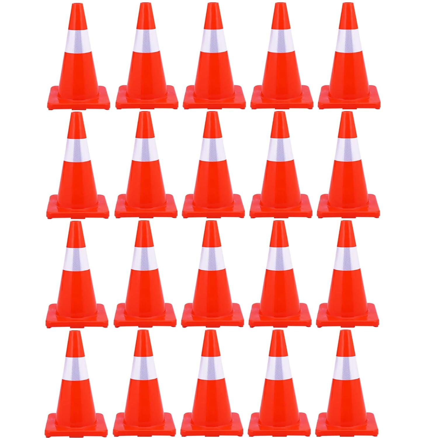 Traffic Cones 18 inch 20 Pack, Orange Safety Cones 18 inch PVC Cone ...