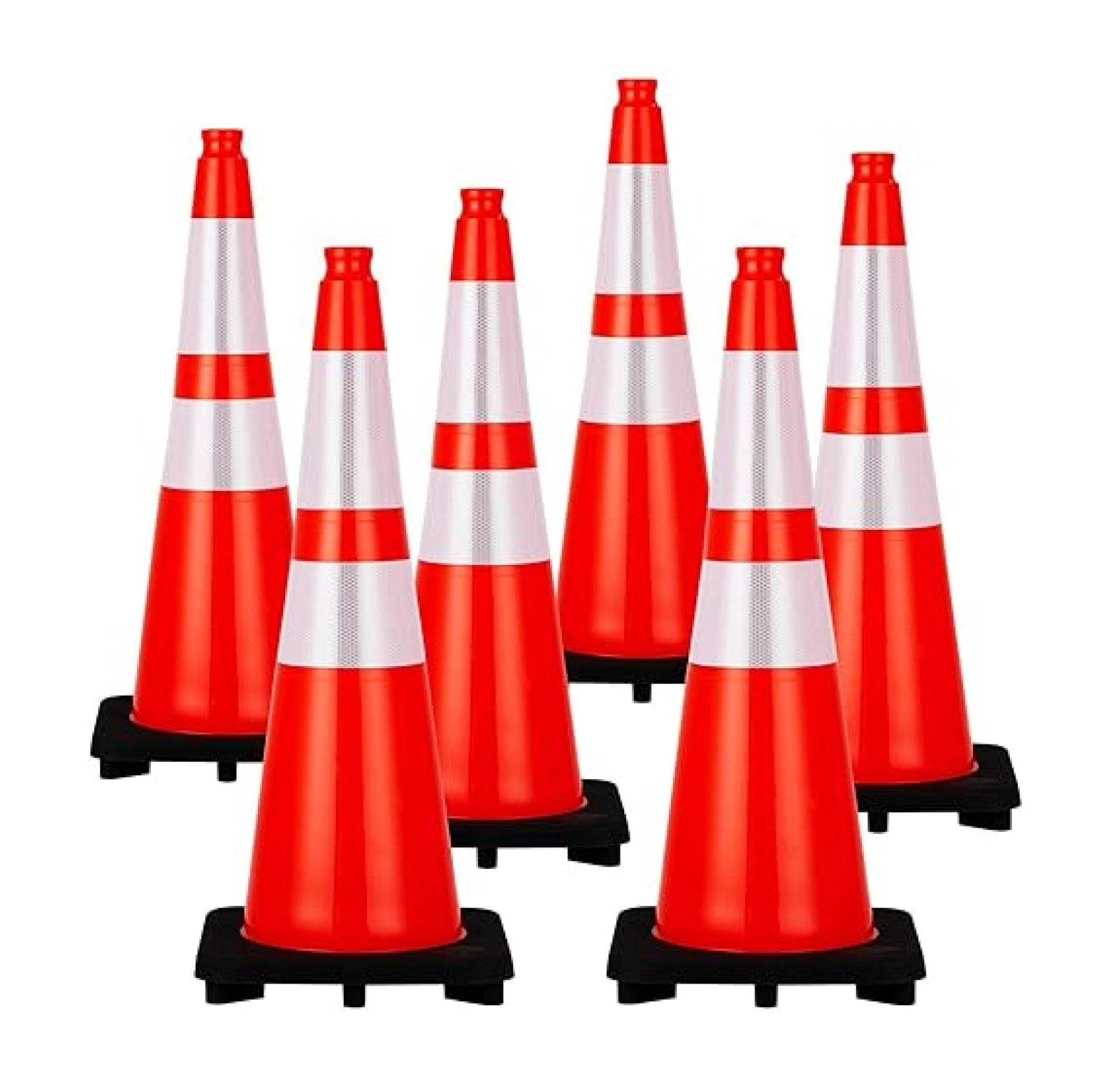 Traffic Cones 28", 6 PCS Safety Cones, PVC Orange Safety Road Parking ...
