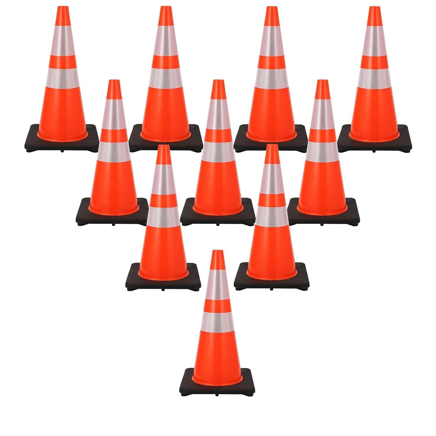 Traffic Cones 28 Inch Heavy Duty Safety Cones 10 Pack - Durable, Non ...