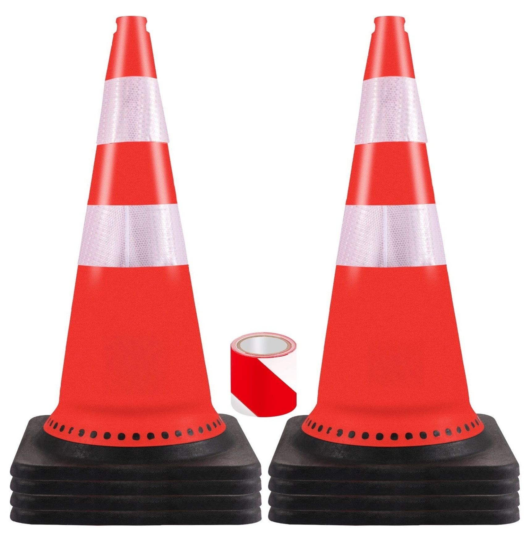 Traffic Cones 8-Pack, 30 Inch PVC Safety Cones w/ Reflective Collars ...