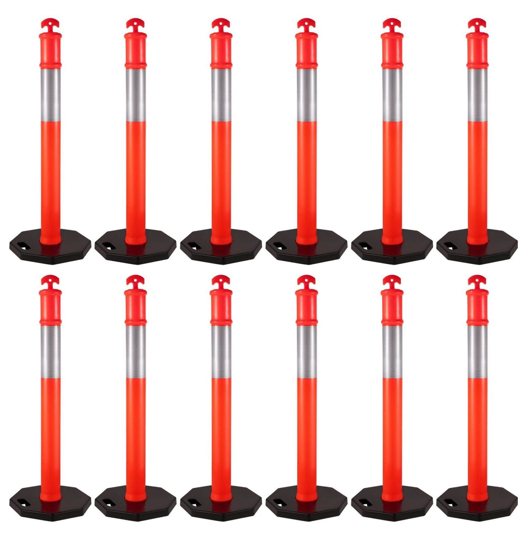 Traffic Delineator Posts 12 Pack, 44 Inch Channelizer Cones Kit, 10 ...