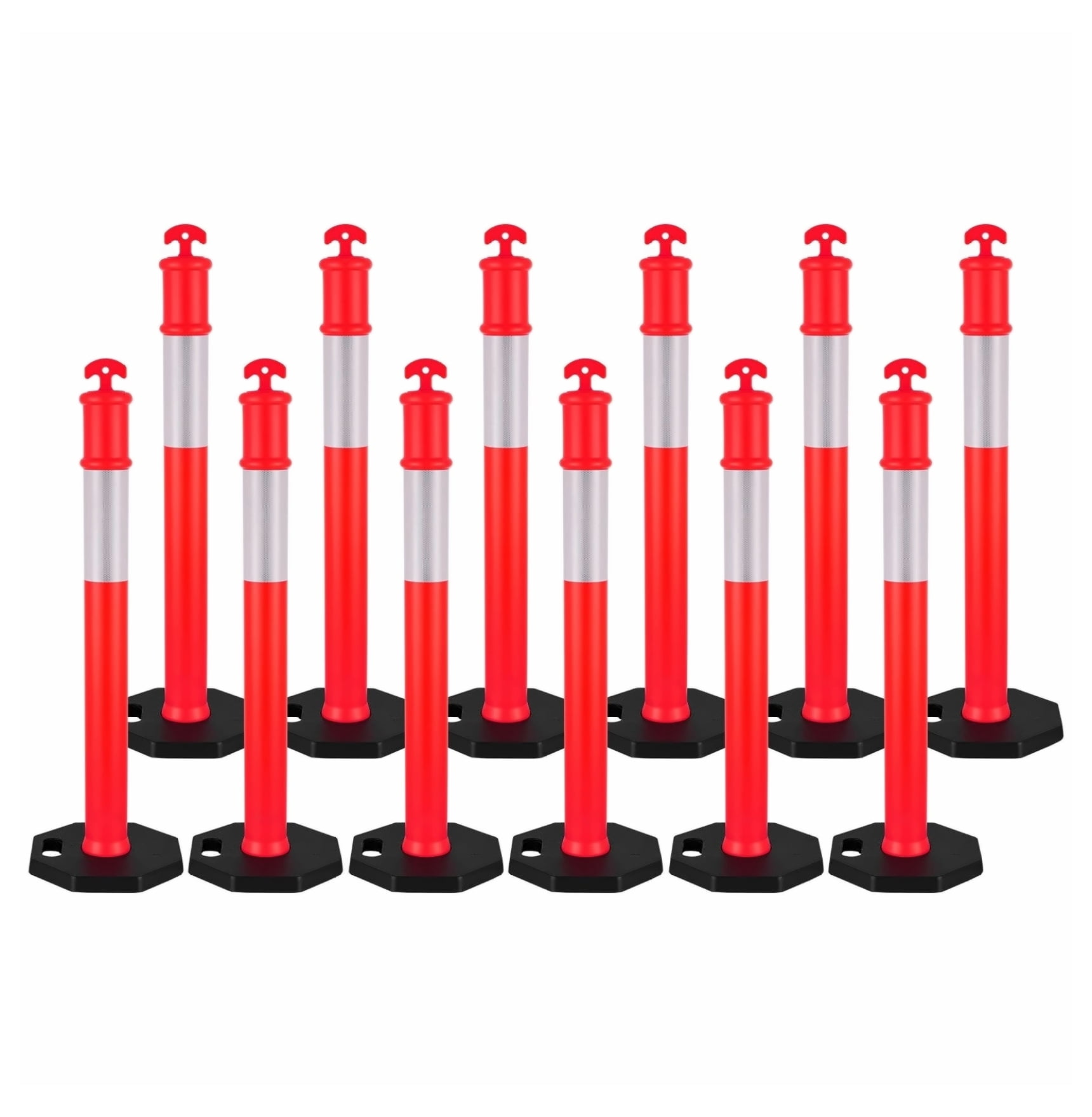 Traffic Delineator Posts 12 Pack, 48 inch Safety Cones - Weighted Base ...
