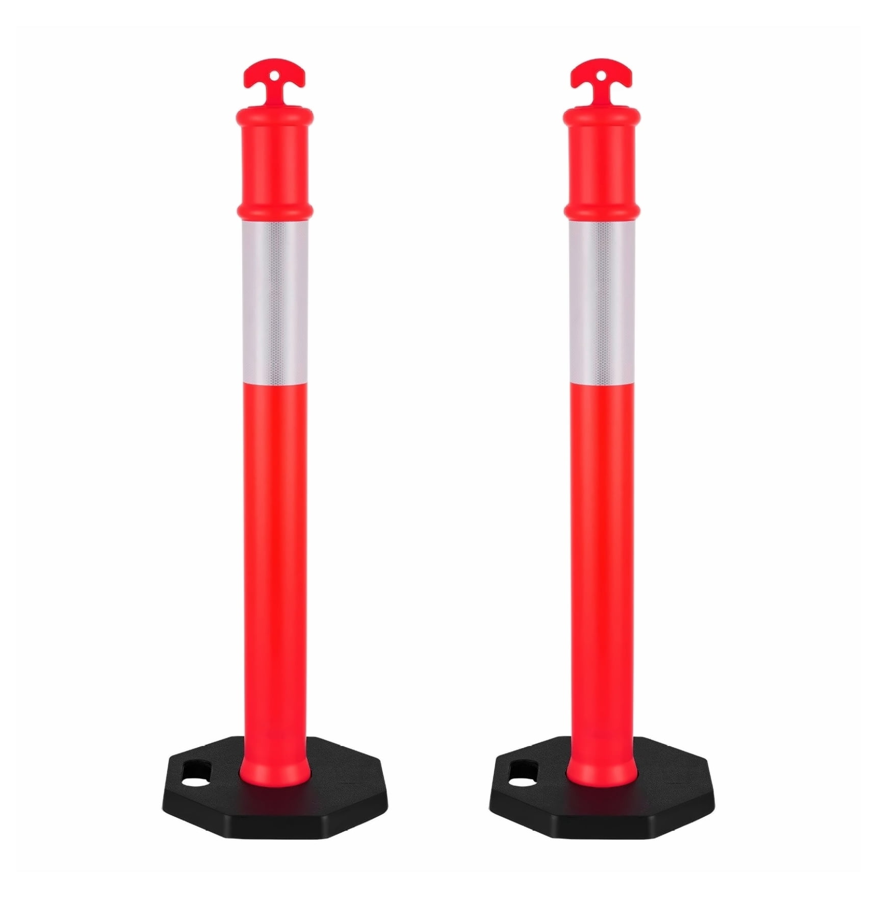 Traffic Delineator Posts 2-Pack, 48" Safety Cones - Red, Weighted Base ...