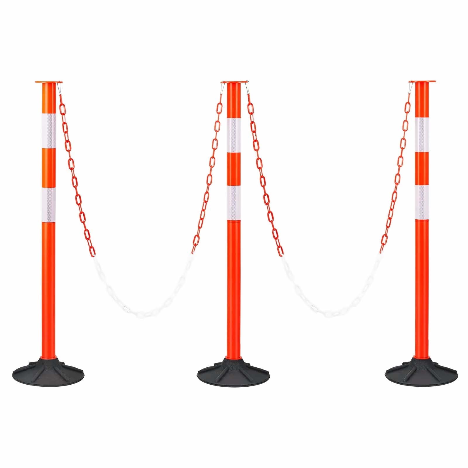 Traffic Delineator Posts 3-Pack, 34" Safety Cones - Reflective ...
