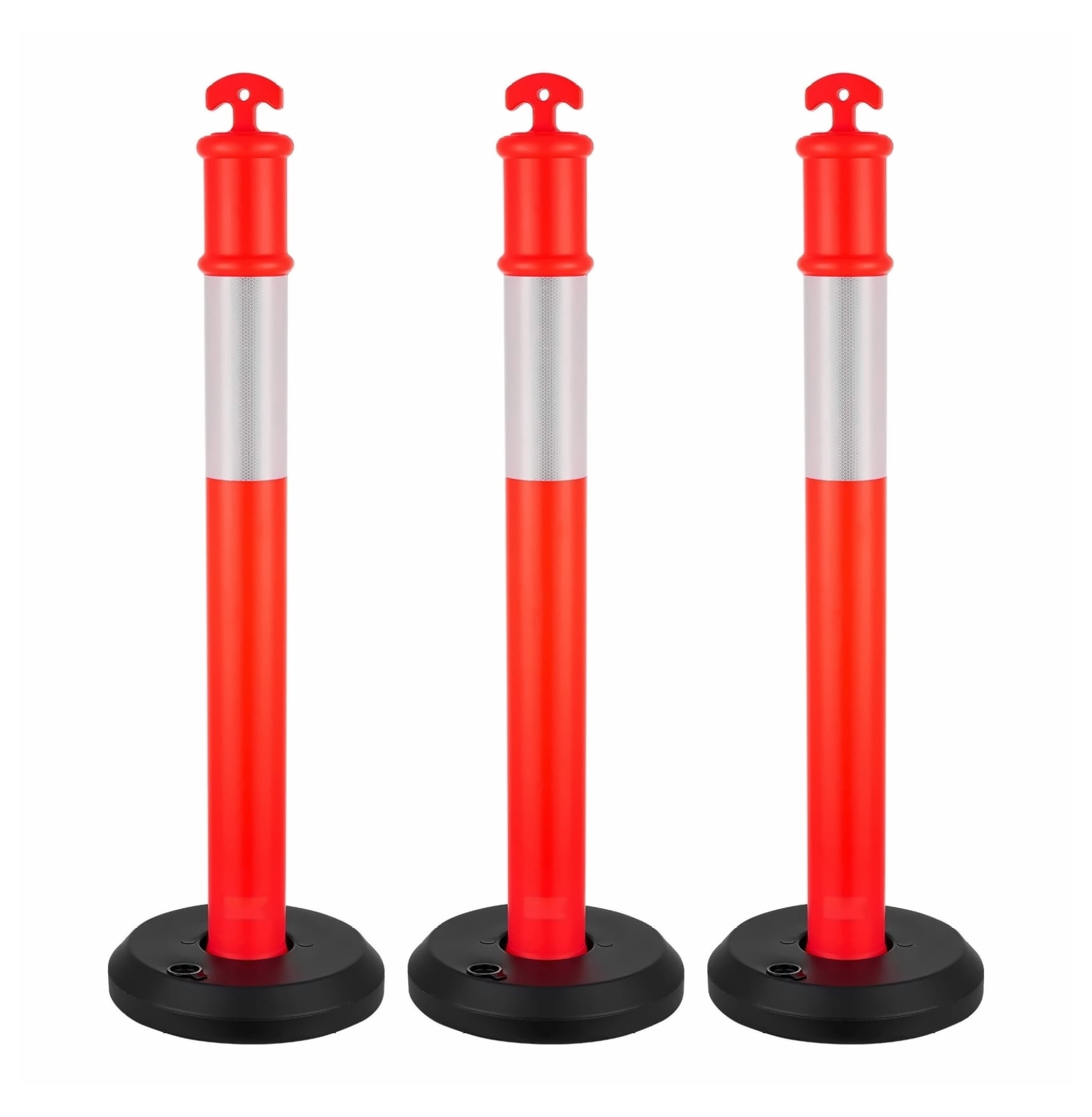 Traffic Delineator Posts 3-Pack, 48 Inch Safety Cones - Fillable Base ...