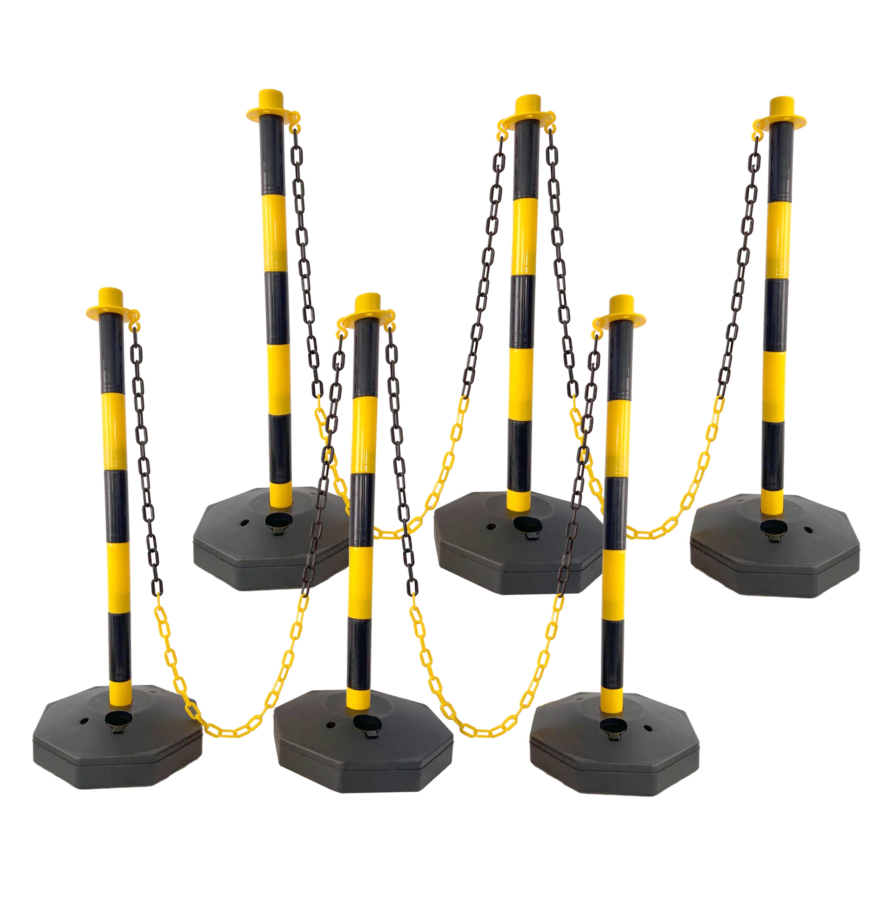 Traffic Delineator Posts - 6 Pack Safety Cones with Chain, Adjustable ...