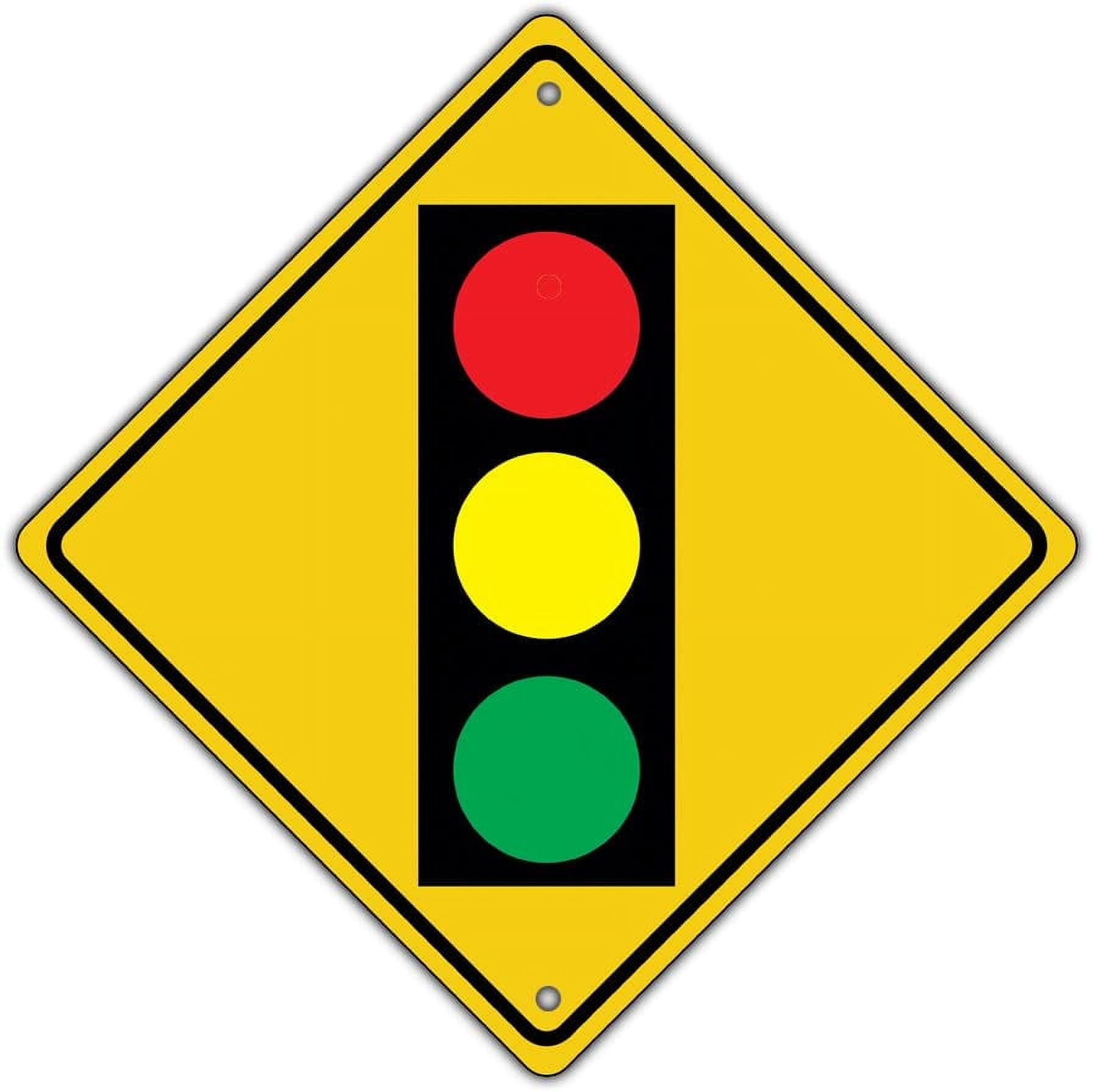Traffic Light Ahead with Symbol Crossing Metal Aluminum Road Sign 12x12 ...