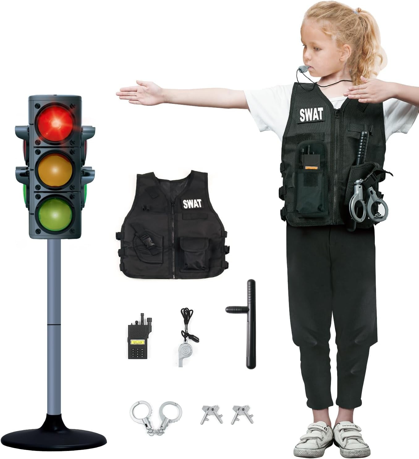 Traffic Light Toy Set Crosswalk Light Signal Toy, Traffic Police ...