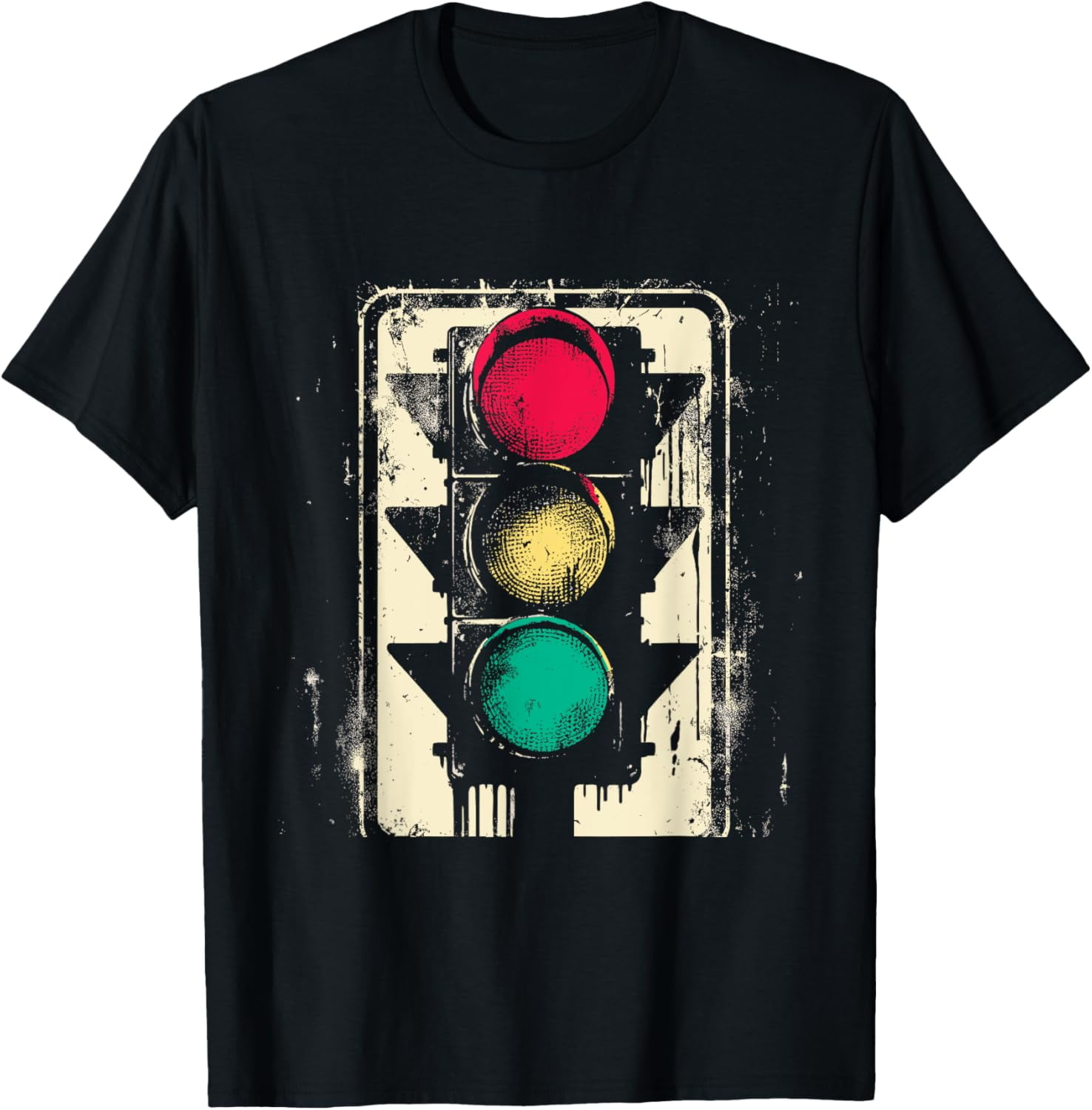 Traffic Light - Vintage Stop Go Red Yellow Green Signal T-Shirt ...