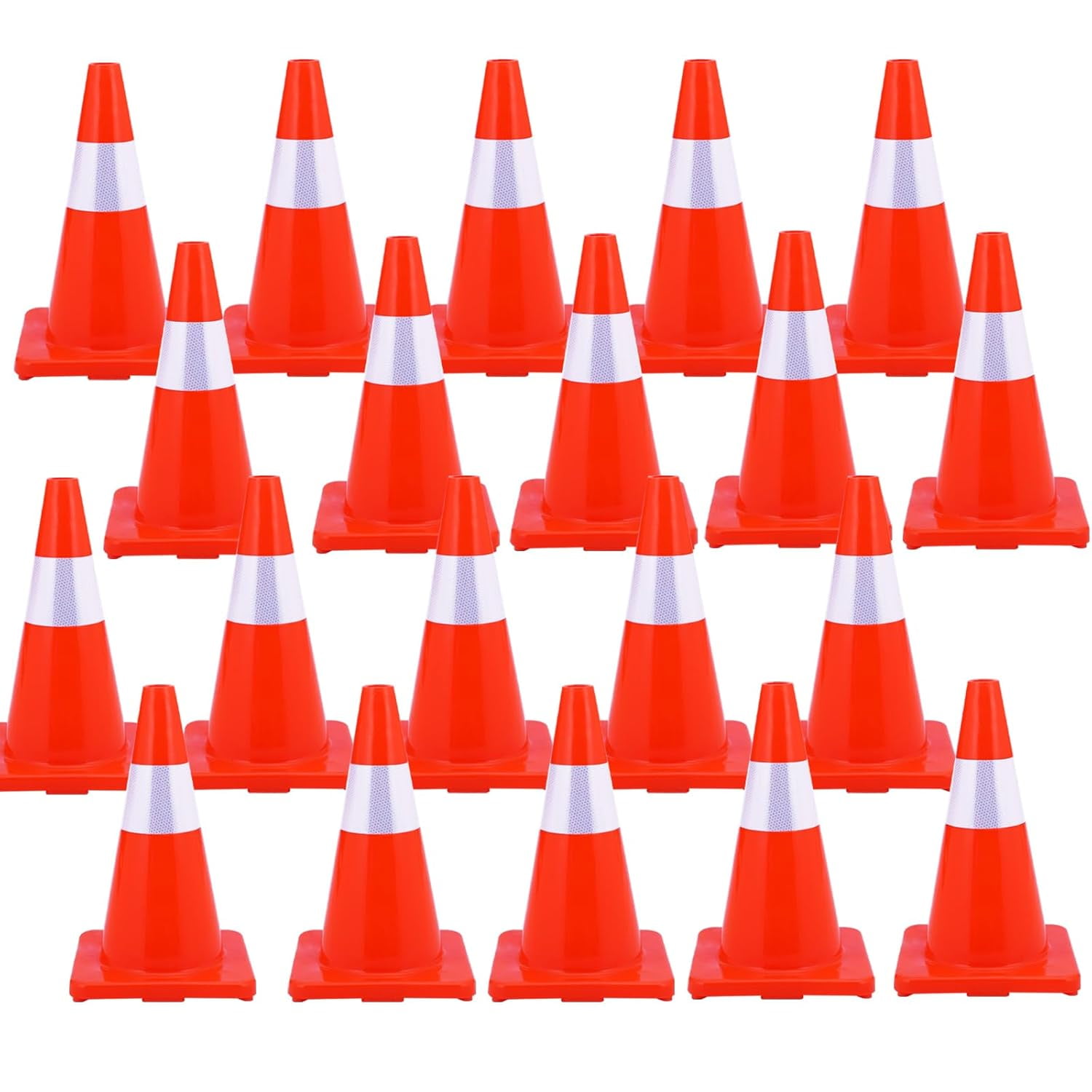 Traffic Safety Cones 18 inch 20 Pack, Traffic Cones with Reflective ...