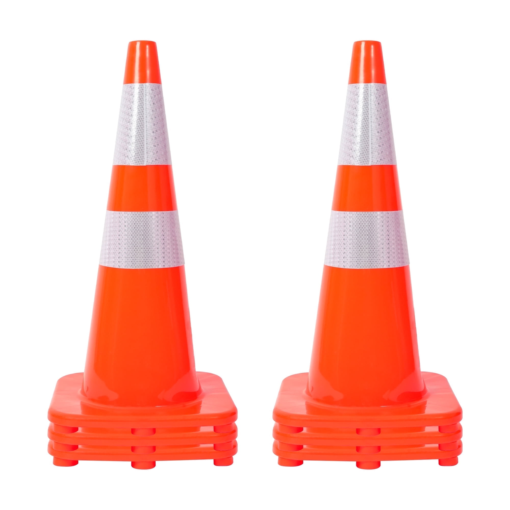 28 Inch Traffic Safety Cones with Reflective Collars, PVC Orange ...
