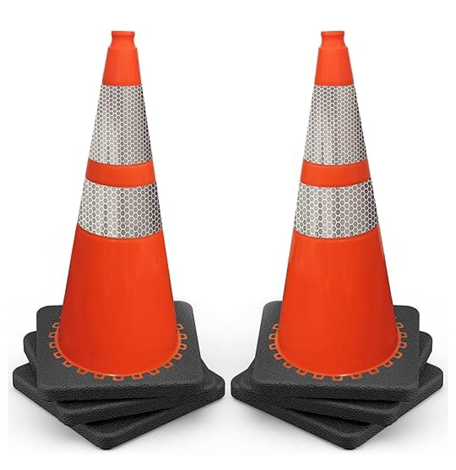 Traffic Safety Cones (6 Pack) - 28 Inch Heavy Duty Orange PVC Parking ...