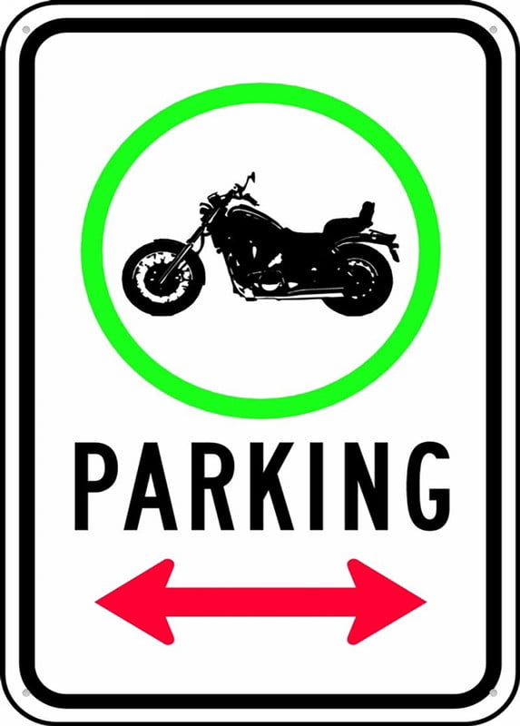 Traffic Sign Motorcycle Graphic Parking Double Arrow 8X12 Inch Rust ...