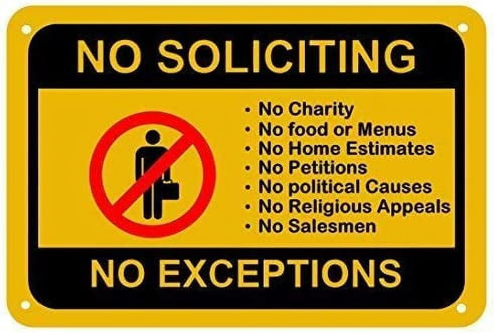 Traffic Signs 12x16 No Soliciting No Exceptions Sign Tin Metal Outdoor ...