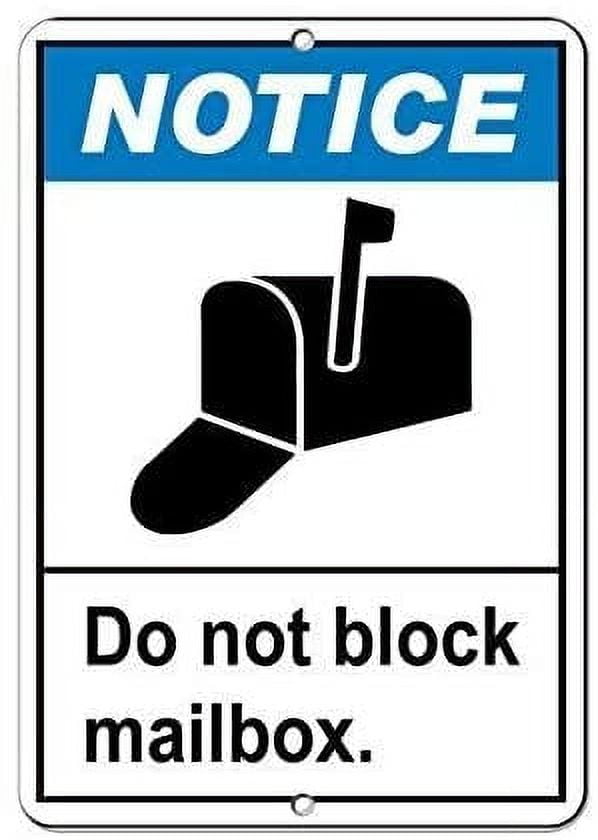 Traffic Signs 12x16 Notice Do Not Block Mailbox. Parking Sign Tin Metal ...