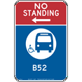 Traffic Signs - No standing, bus stop with bus route, New York City 12 ...
