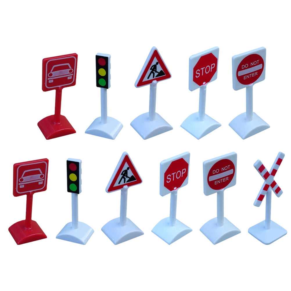 11Pcs Practical Educational Roadblock Sign Toys Traffic Sign Road ...