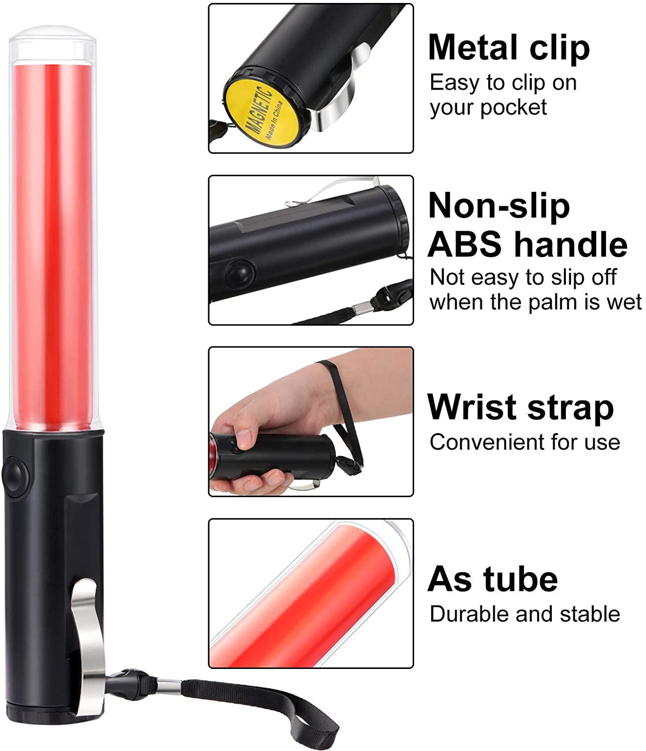 Traffic Wand, LED Signal Wand Traffic Flashlight, Battery Powered ...