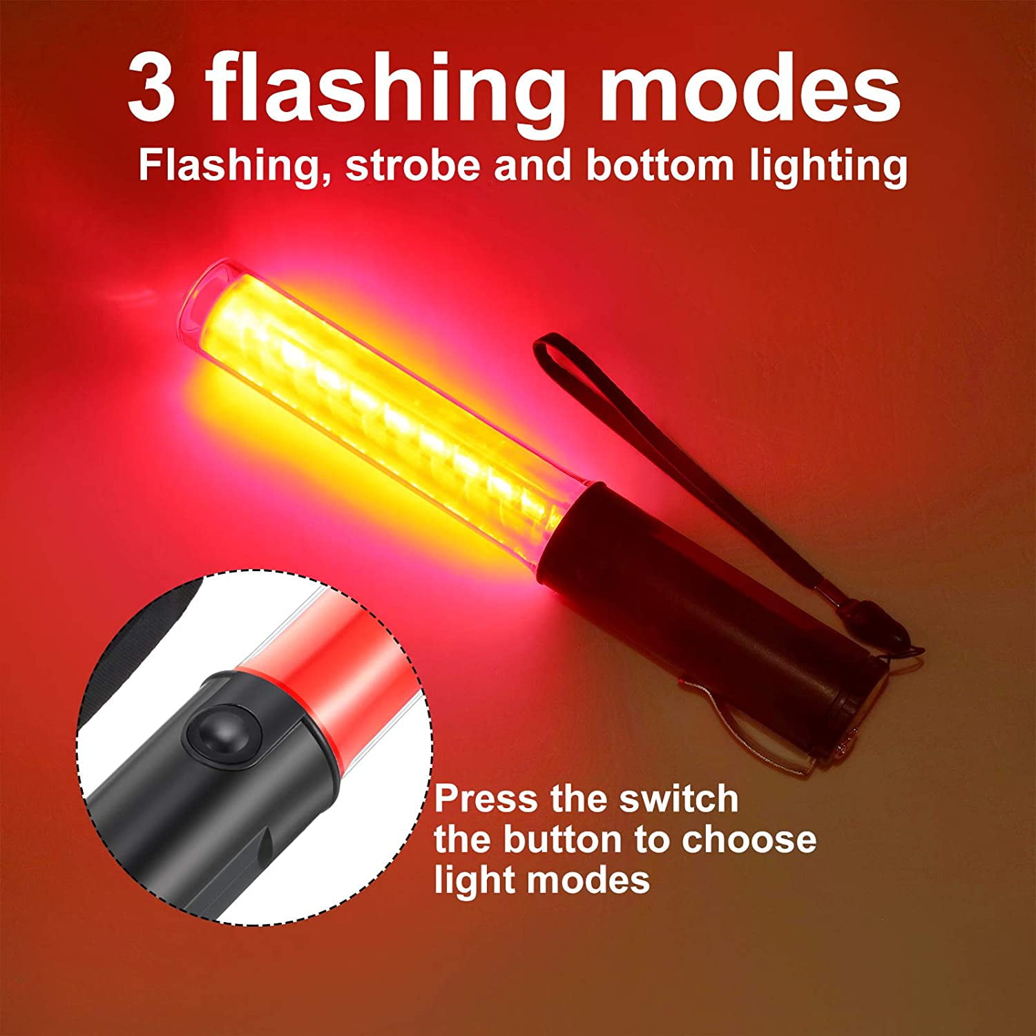 Traffic Wand, LED Signal Wand Traffic Flashlight, Battery Powered ...