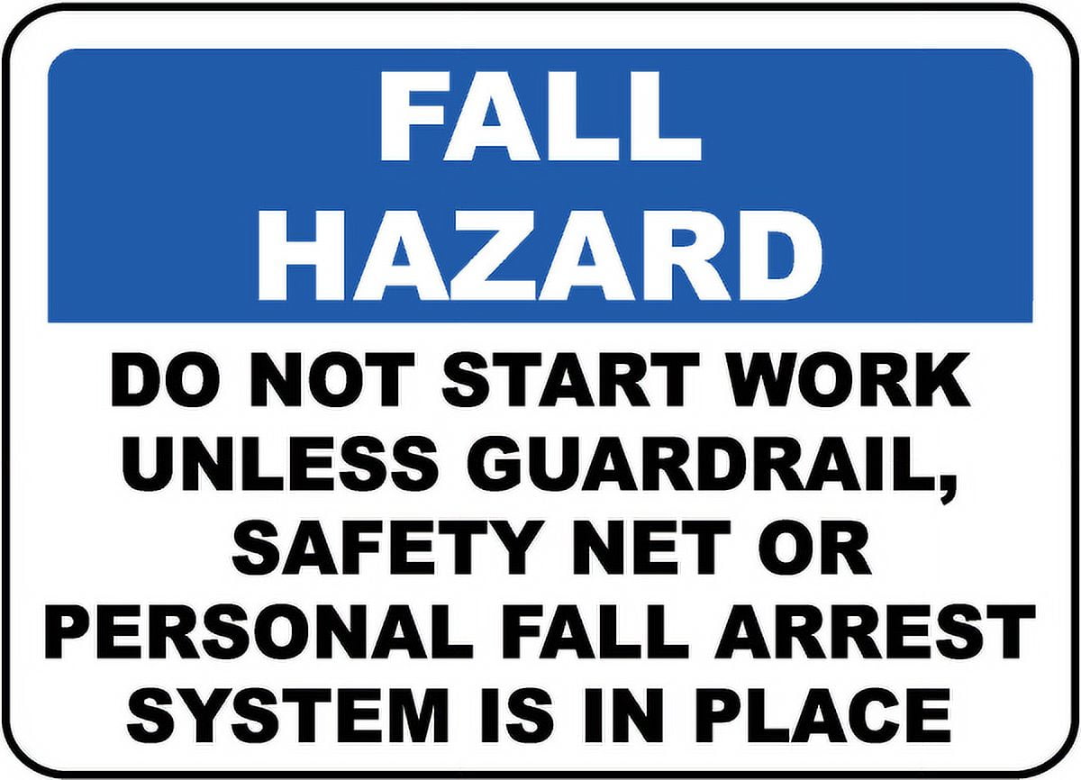 Traffic & Warehouse Signs - Fall Arrest System Is In Place Sign ...